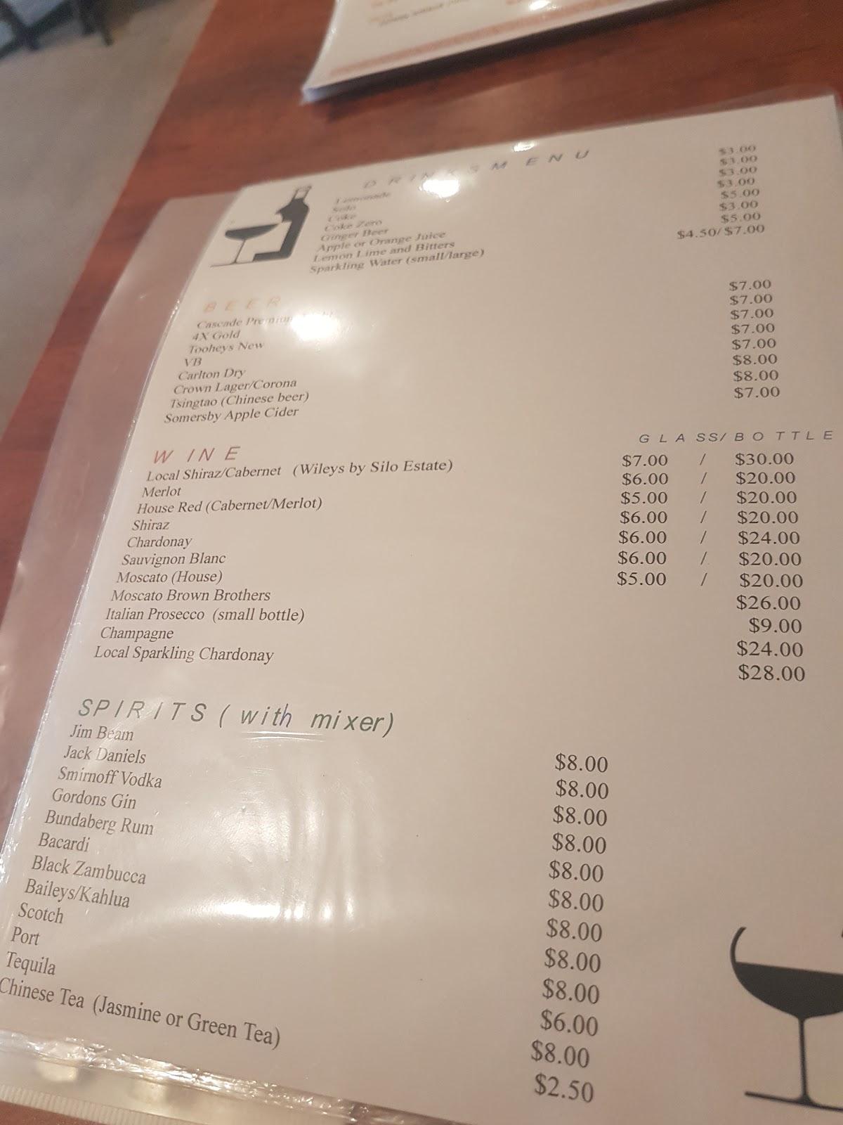 Menu at Chef Tony's Modern Chinese Restaurant, Bomaderry