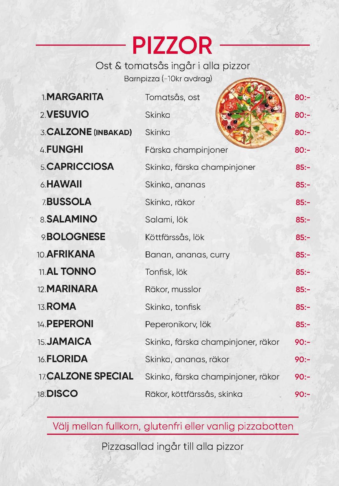 Menu at Dollys pizzeria, Nykvarn