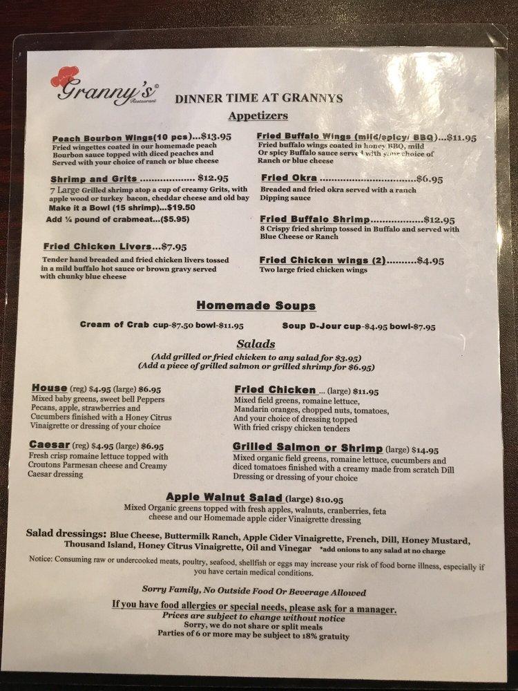 Menu at Granny's Restaurant, Owings Mills, Groffs Mill Dr