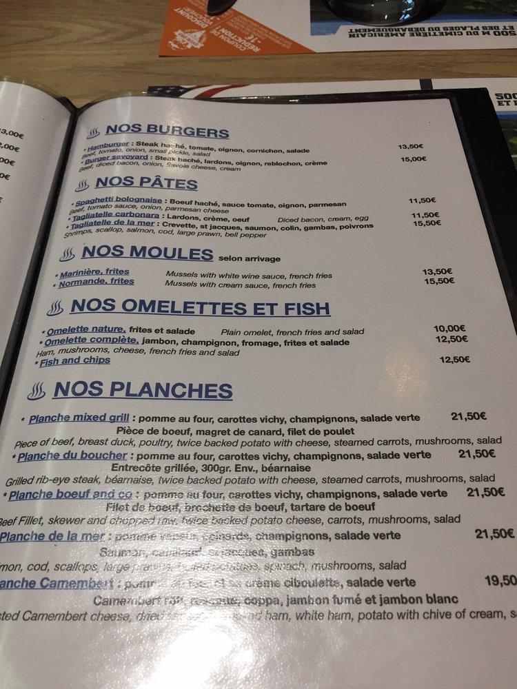 Menu at Le Drakkar restaurant, Bayeux