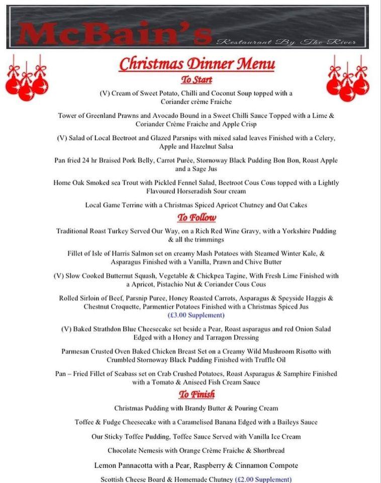 Menu at The Riverside Restaurant, Inverness