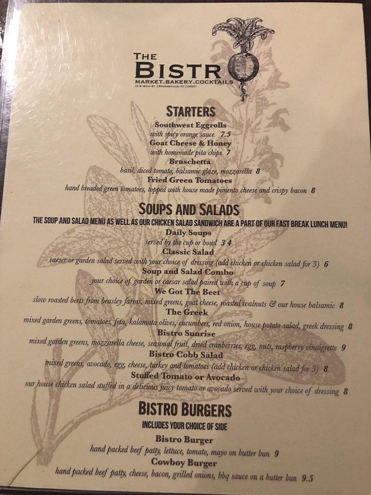 Menu at Rising Sun Cafe, Brooksville