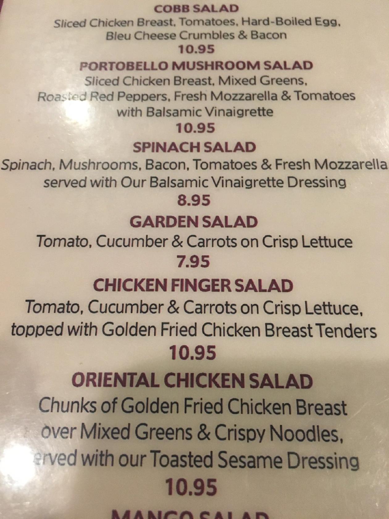 Menu at Chester Diner restaurant, Chester, 65 US-206