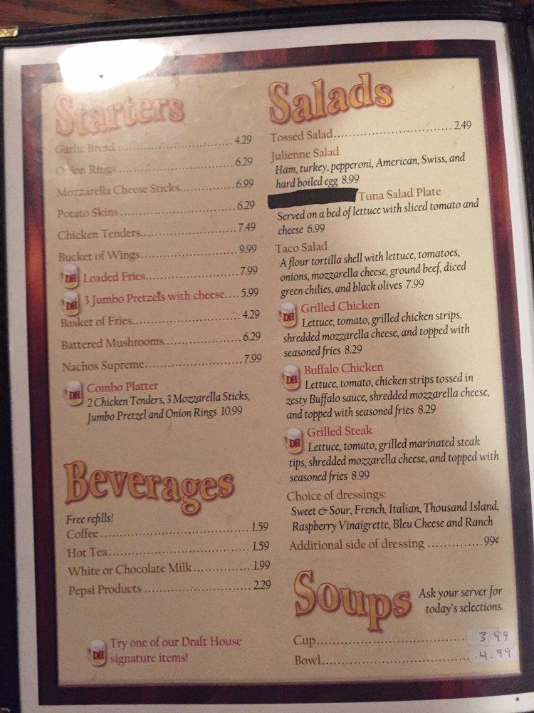 Menu at Draft House pub & bar, Warren, 707 Pennsylvania Ave E