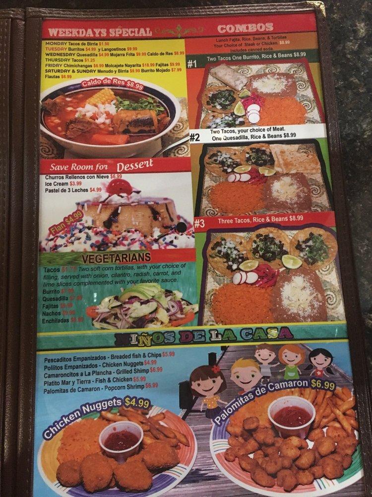 Menu at El Charro restaurant, Crawfordsville, 113 E Pike St