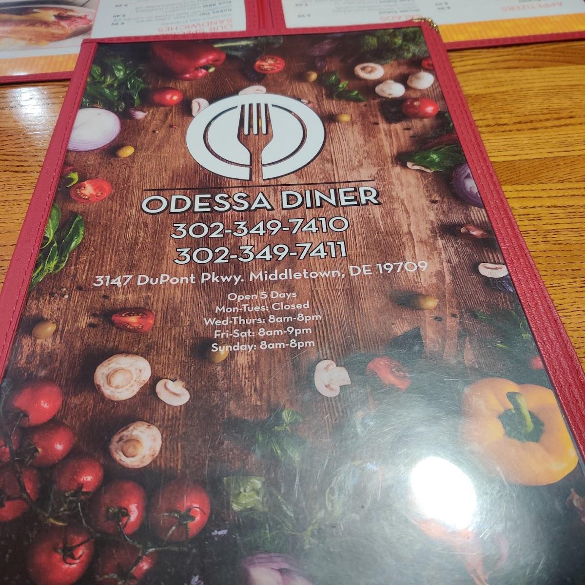 Menu at Odessa Diner restaurant, Middletown