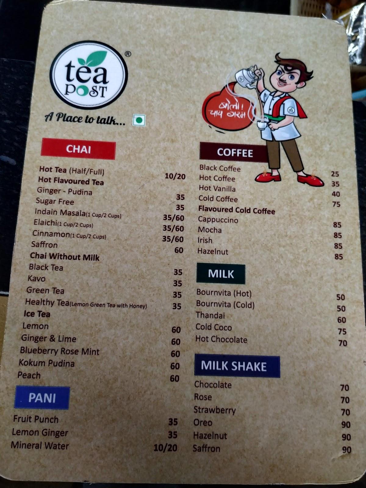Menu at Tea POST - DHORAJI, Dhoraji