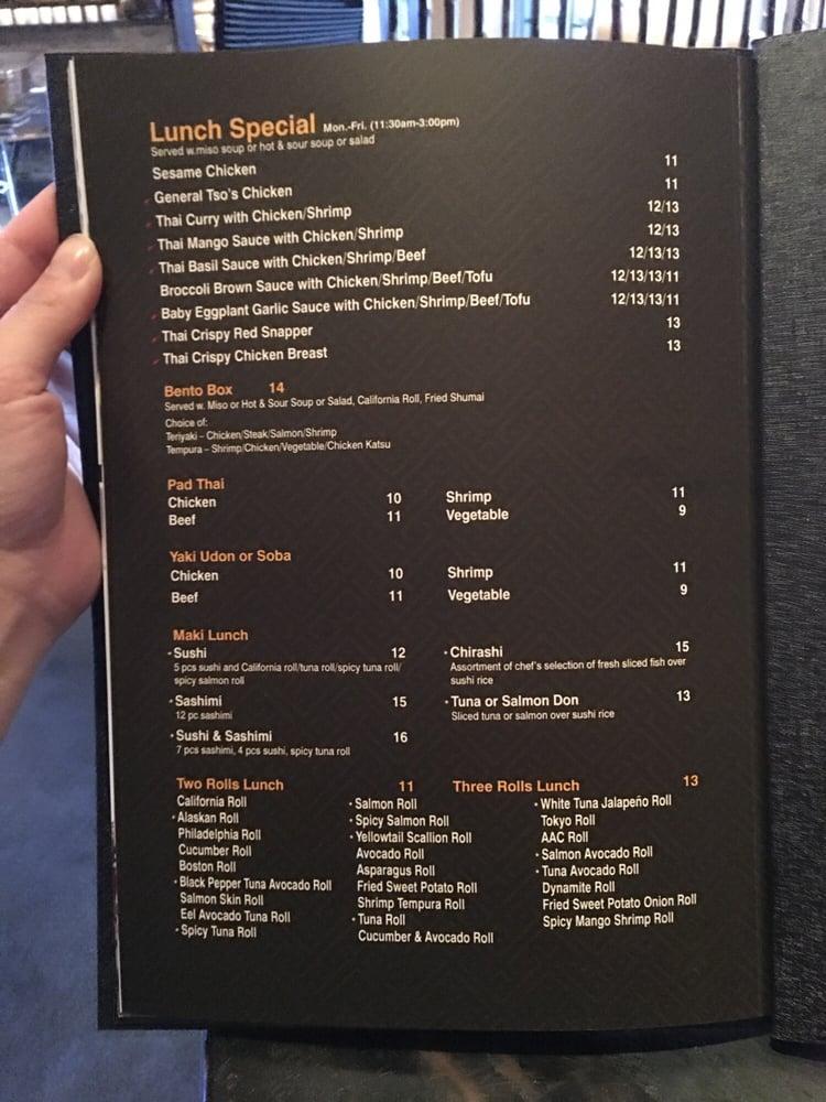 Menu at Aiko Asian Bistro restaurant, Melville