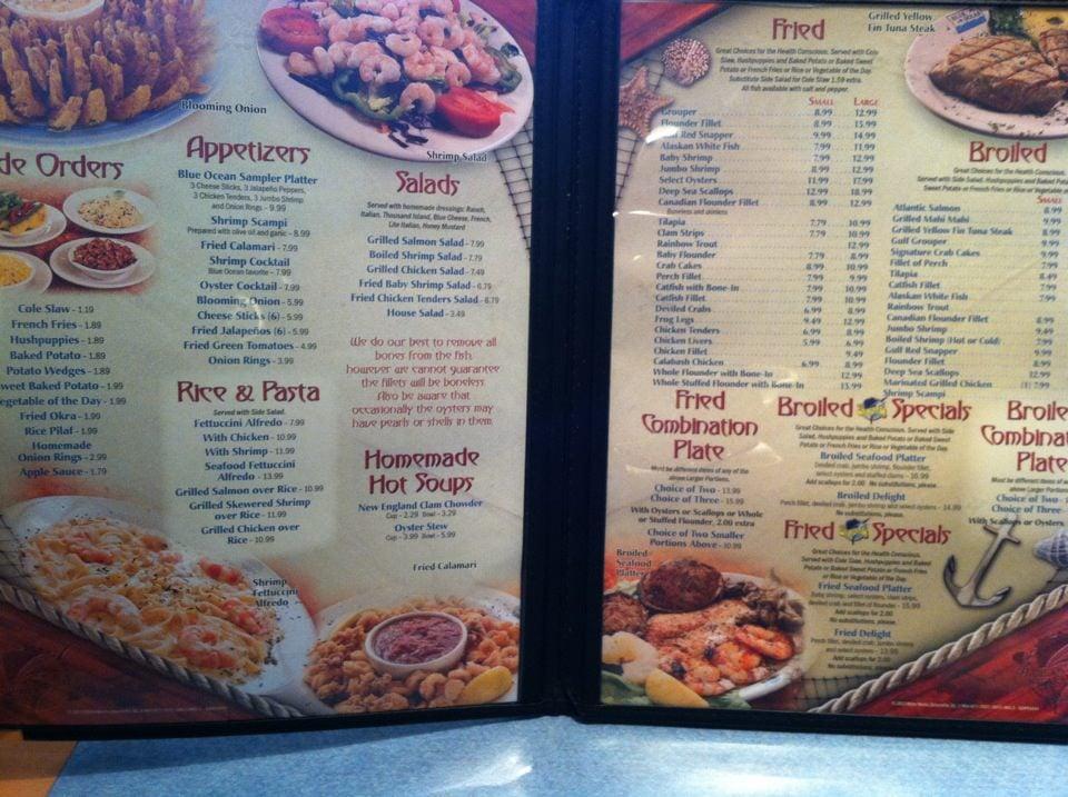 Menu at Blue Ocean Seafood Restaurant, Clinton