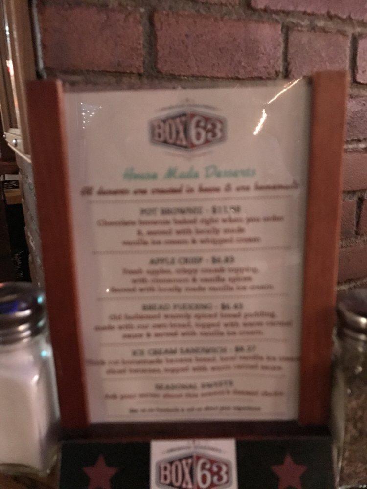 Menu at Box 63 American Bar & Grill, New Haven