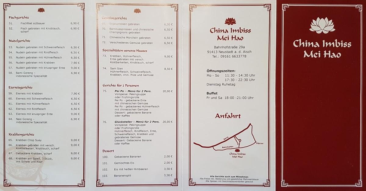 Menu at China Imbiss Mei Hao pub & bar, Neustadt an der Aisch