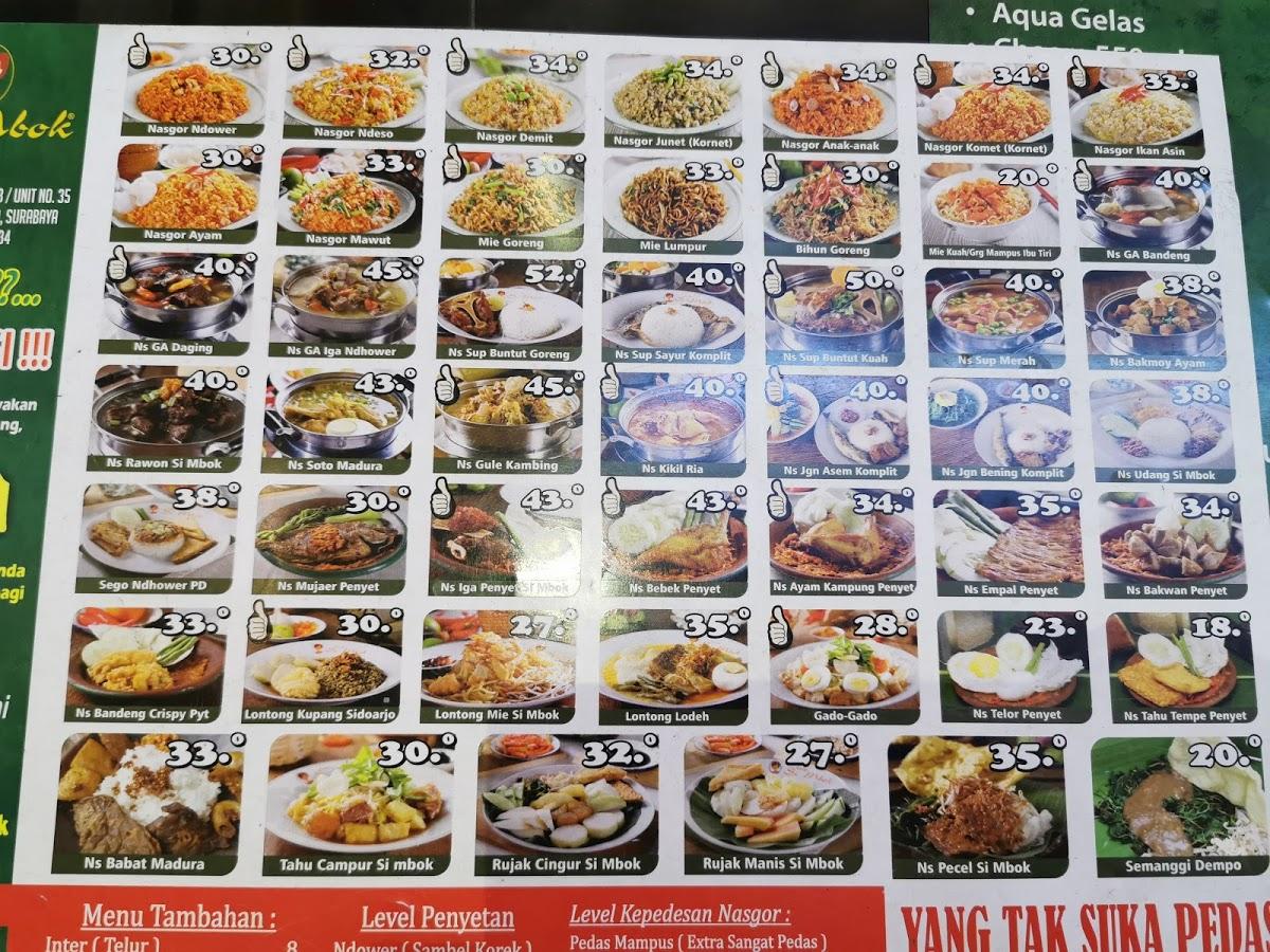 Menu at Kedai Si Mbok Ciputra World restaurant, Surabaya