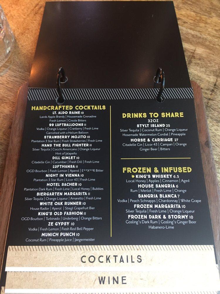 Menu at King's BierHaus pub & bar, Houston, E T C Jester Blvd