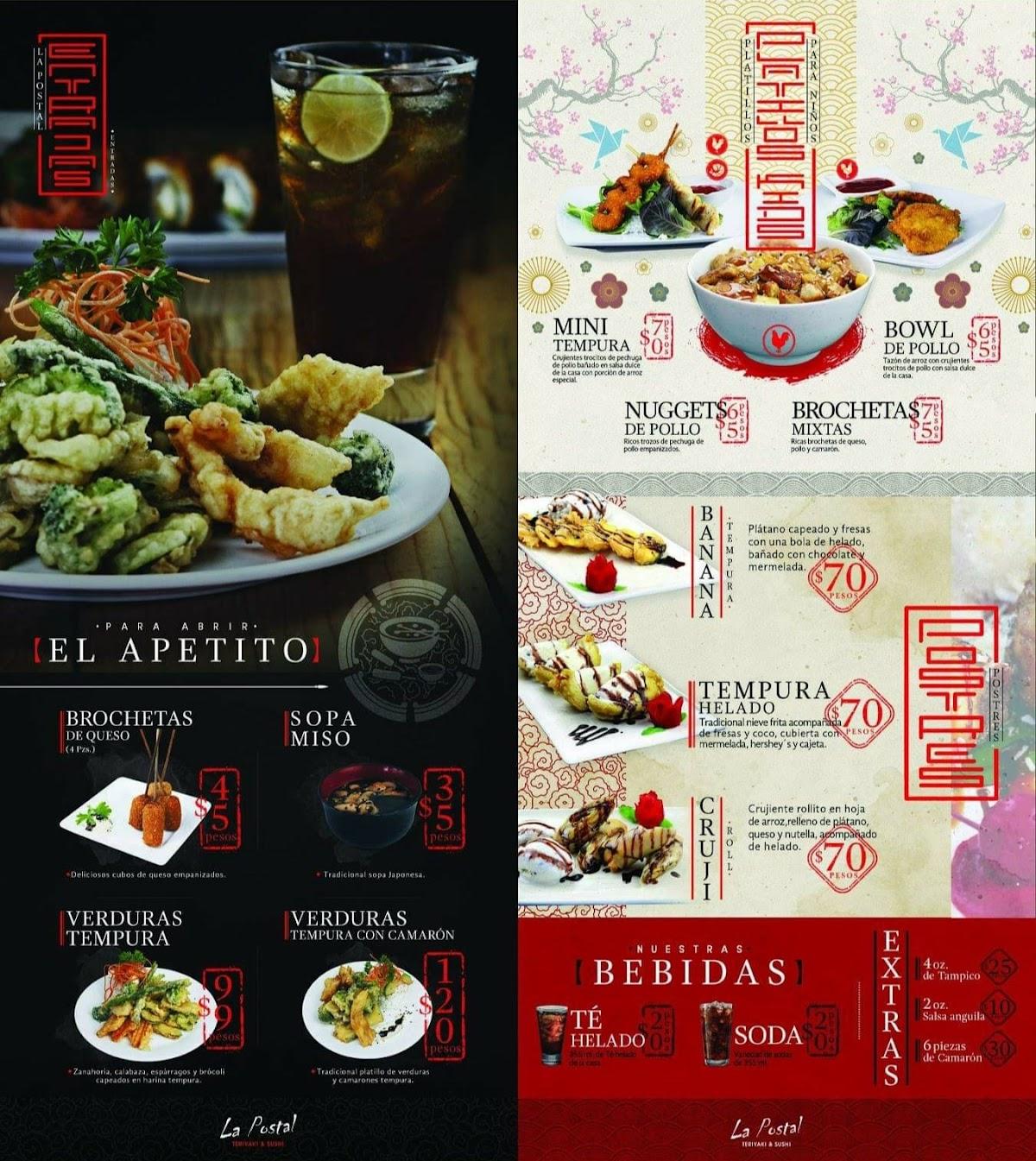 Carta del restaurante La Postal Teriyaki & Sushi Suc, Planetario, Tijuana