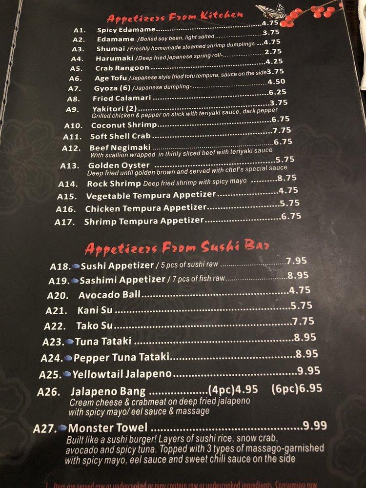Menu at Sake Japanese Restaurant, McAlester
