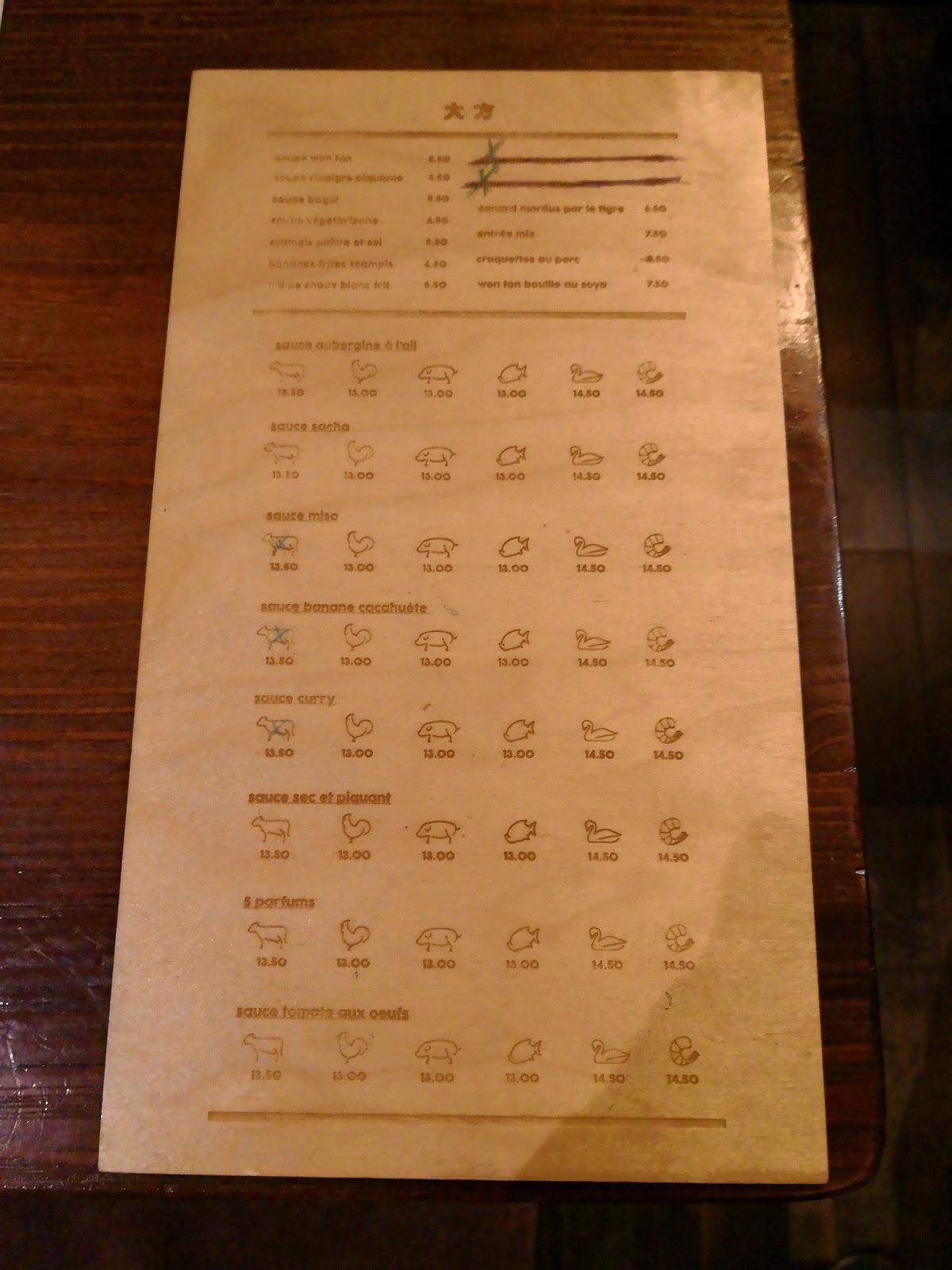 Menu at Tai Hon (大方閣), Etterbeek, Steenweg op Waver 356
