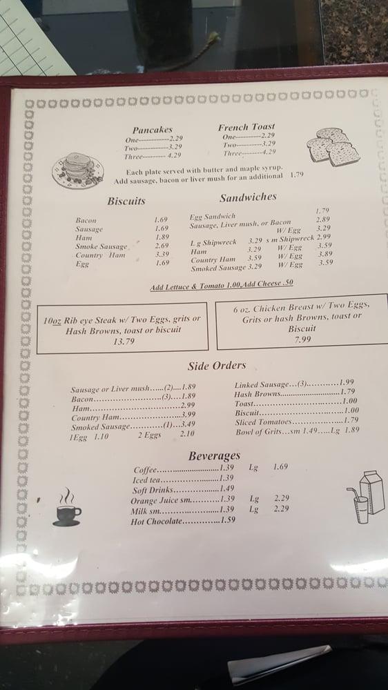 Menu at The Pier restaurant, Marshville