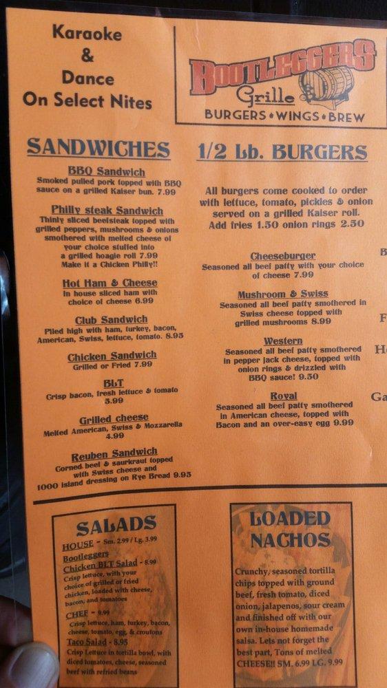 Menu at Bootleggers Bar & Grille Home of the Big Deck Patio, Crossville