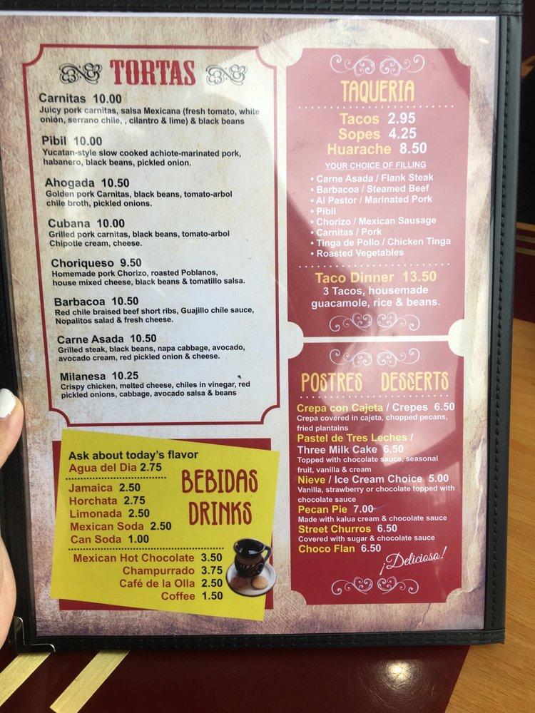 Menu at Chile Toreado restaurant, Chicago