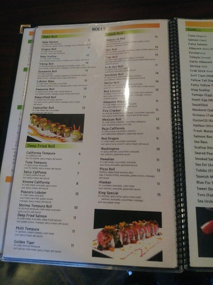 Carta de Kalbi King Korean BBQ & Sushi, Bakersfield