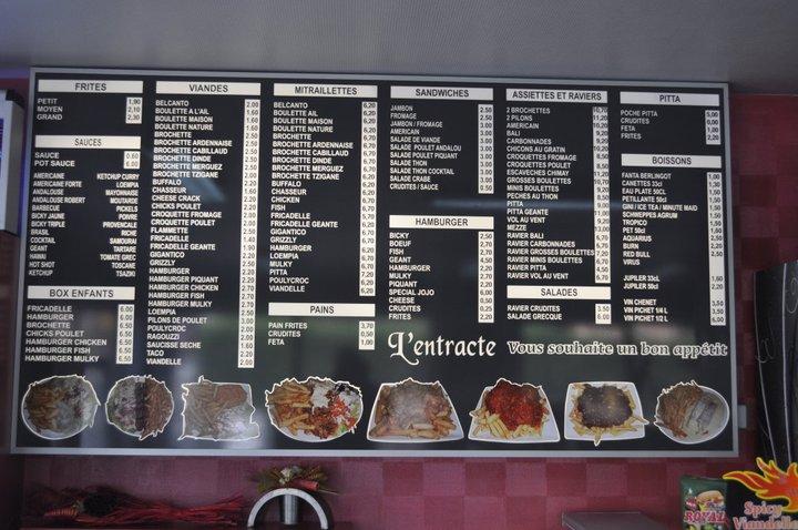 Menu at L'entracte, Farciennes