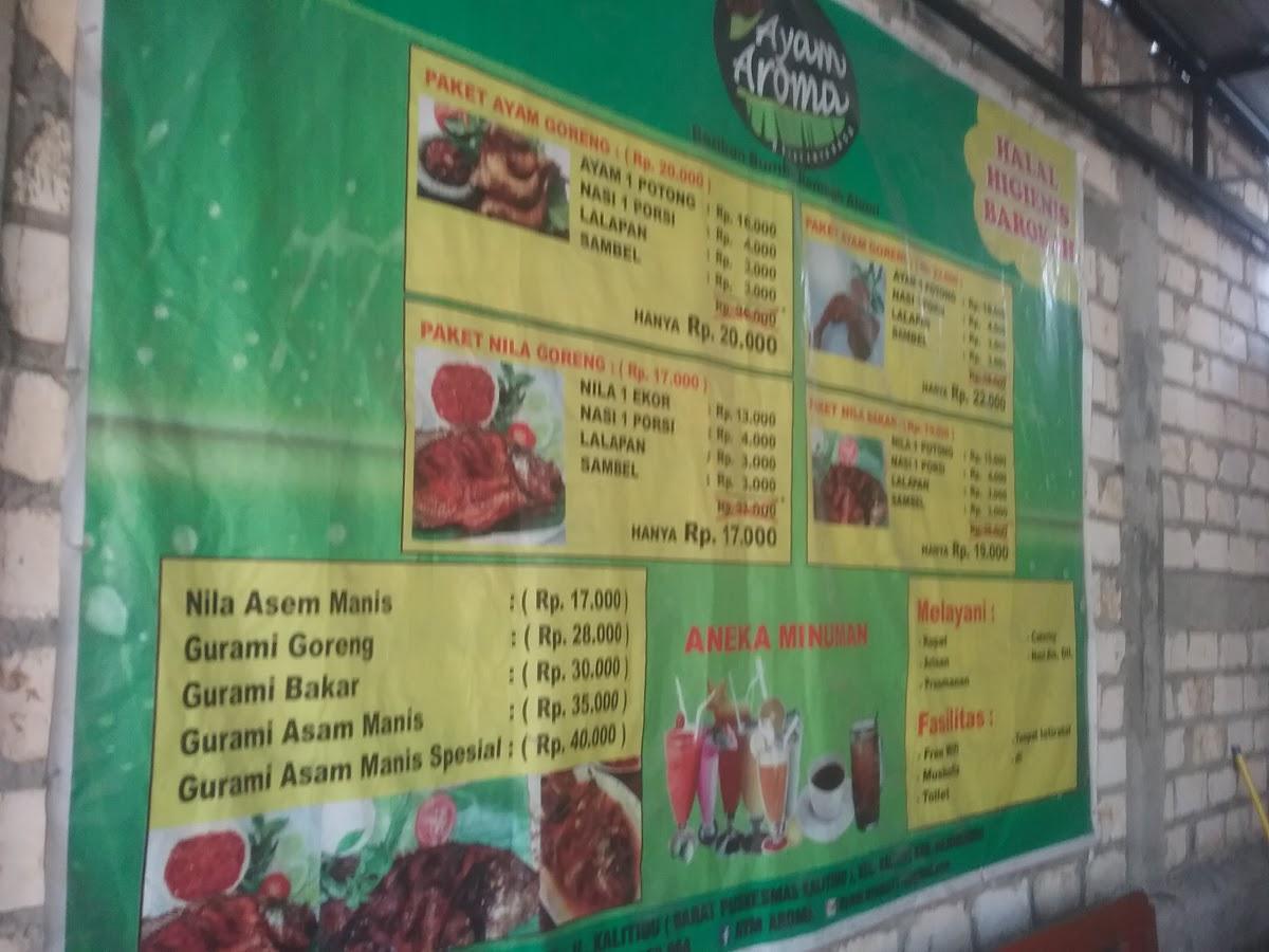 Menu at RM Ayam Aroma restaurant, Trucuk