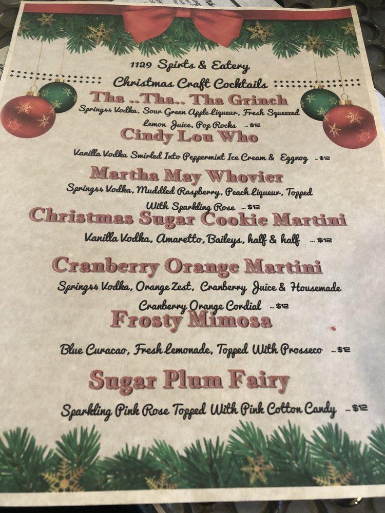 Menu at 1129 Spirits & Eatery pub & bar, Pueblo