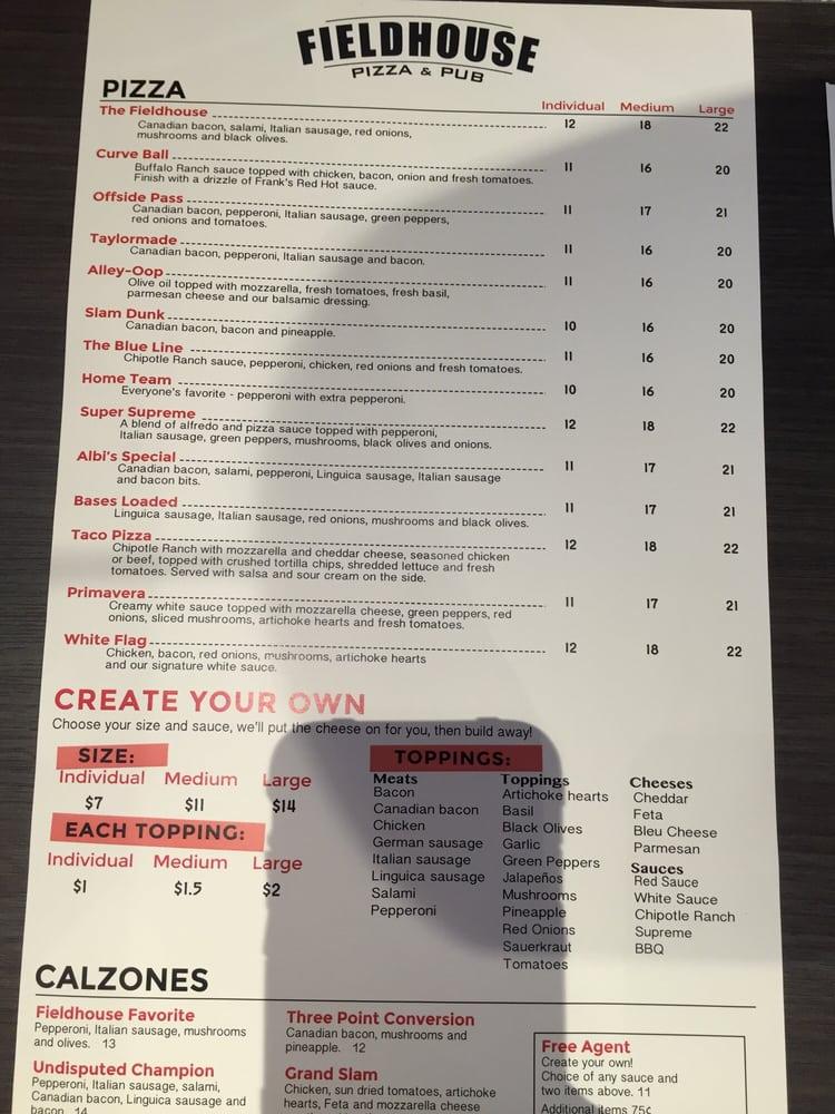 Menu at Fieldhouse Pizza & Pub - Liberty Lake, Liberty Lake