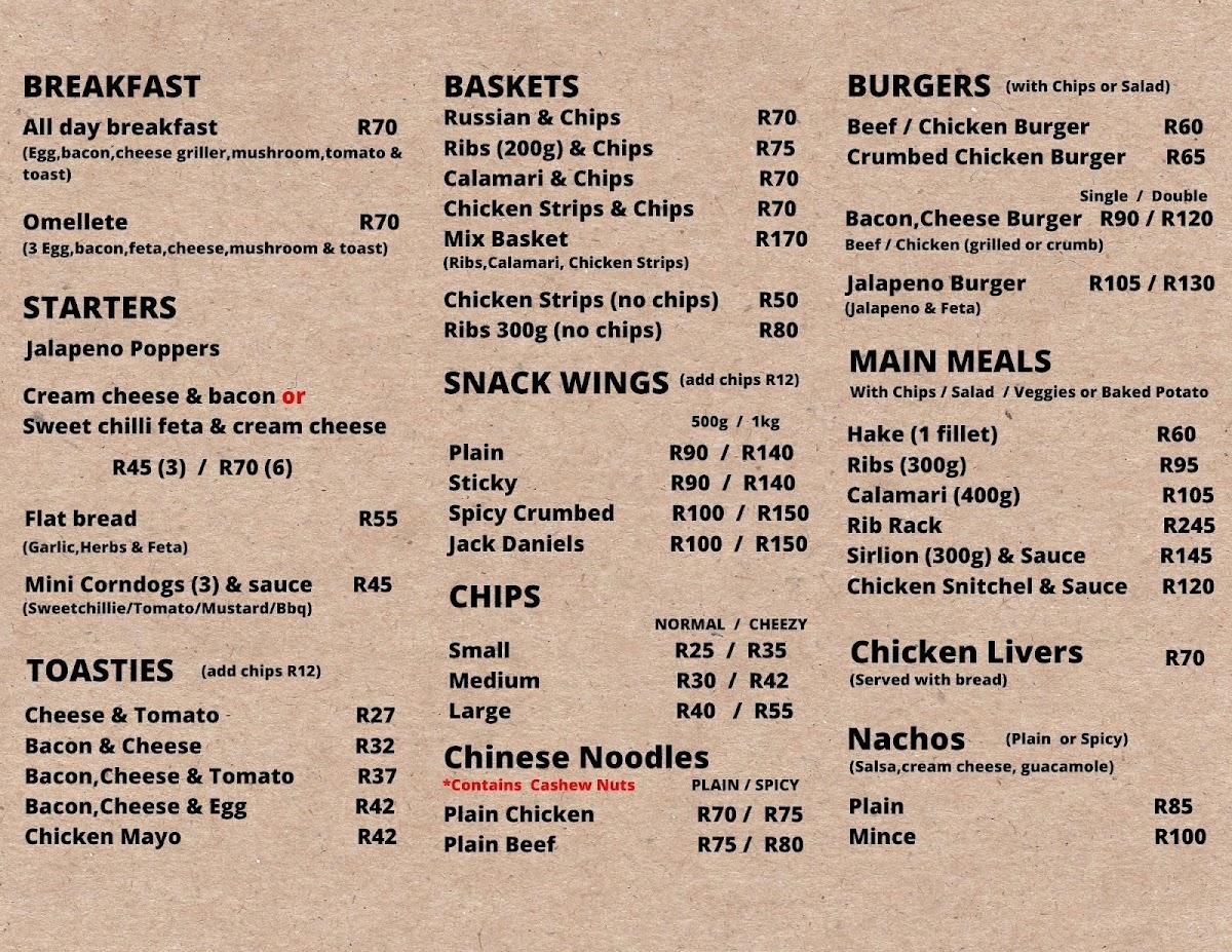 Menu at Hooked on Rose Street Boere Bistro & Pub, Wellington