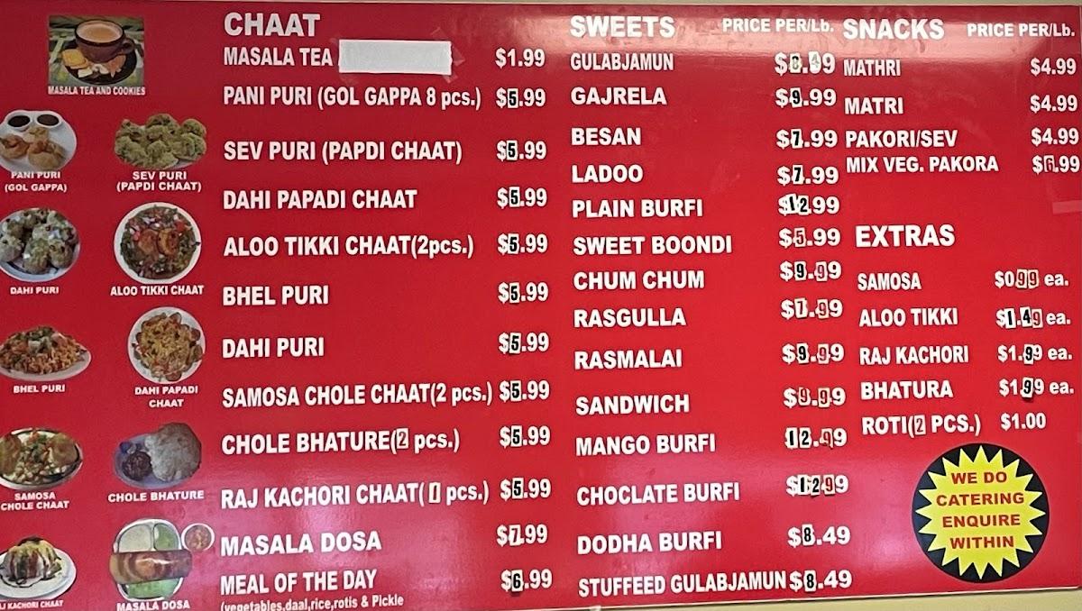 Menu at Indian Grocery and Chaat restaurant, Modesto