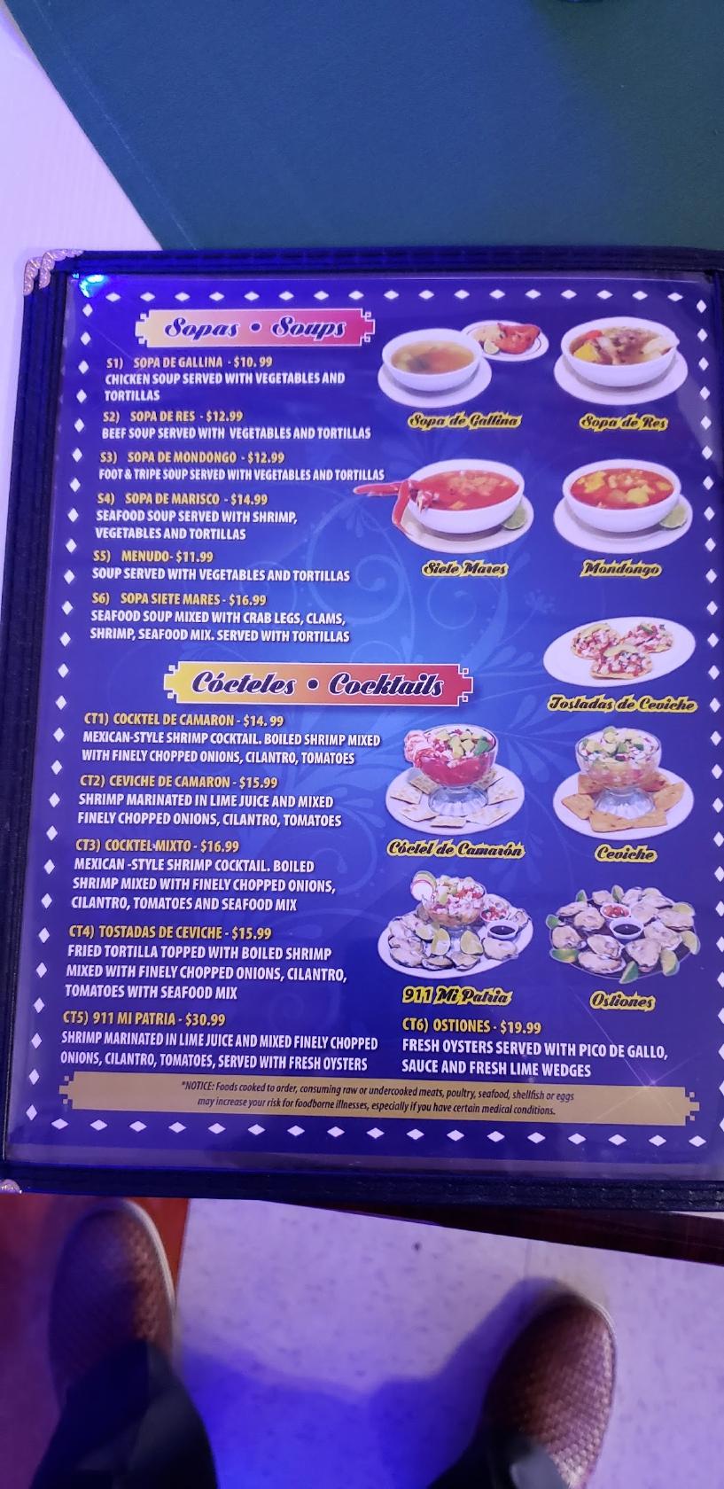 Menu at Mi Patria Restaurant Bar & Grill, Richmond