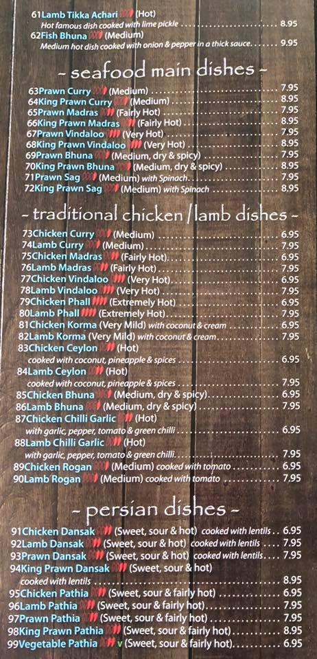 Menu at Saffron Indian Takeaway restaurant, Crediton