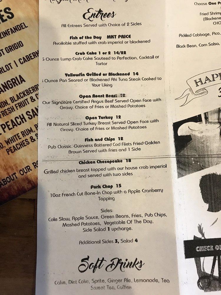 Menu at Yellowfin's Bar & Grill, Long Neck