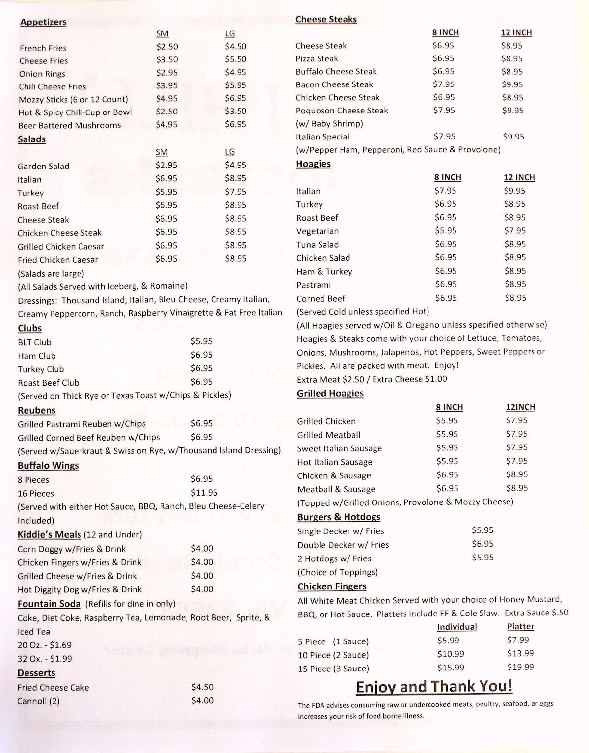 Menu at Little Philly Cheesesteaks restaurant, Poquoson