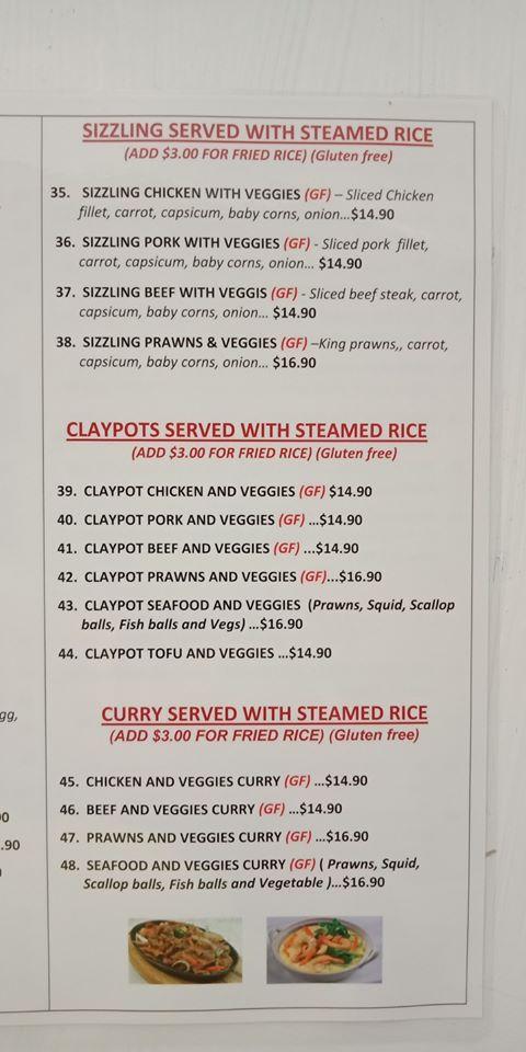 Menu at Pho house traditional Vietnamese food restaurant, Berserker
