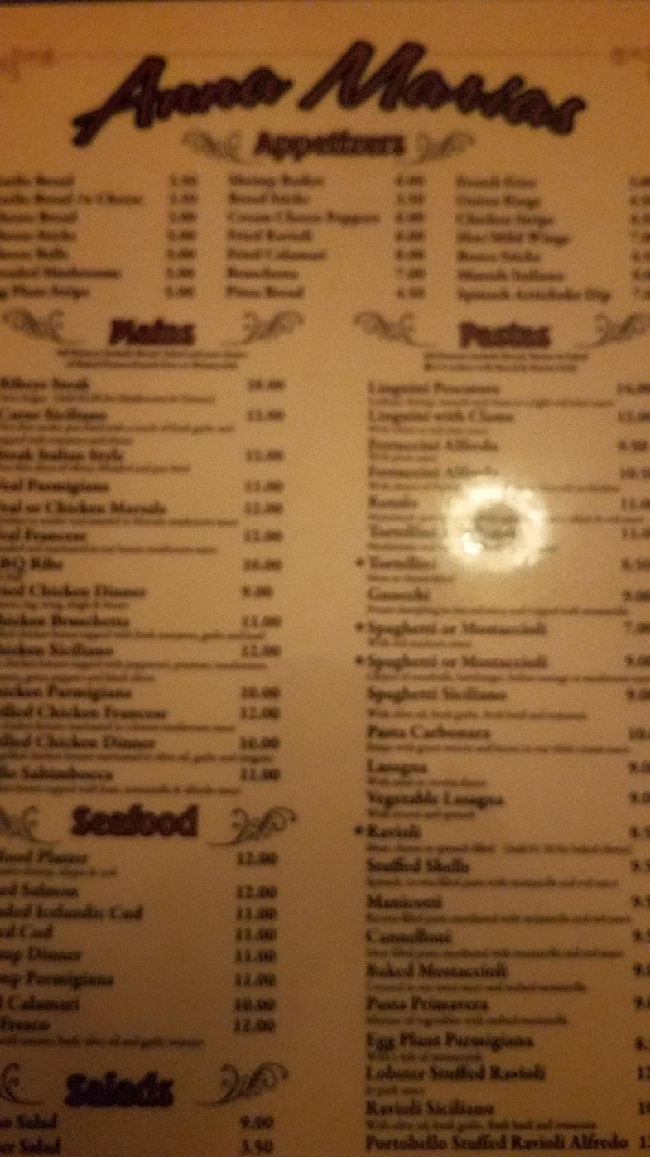 Carta de Anna Maria's Italian Restaurant- South Beloit, South Beloit