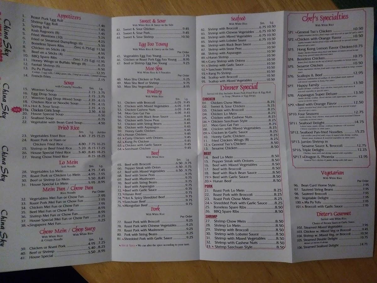 Menu at China Sky restaurant, Sunrise, W Commercial Blvd