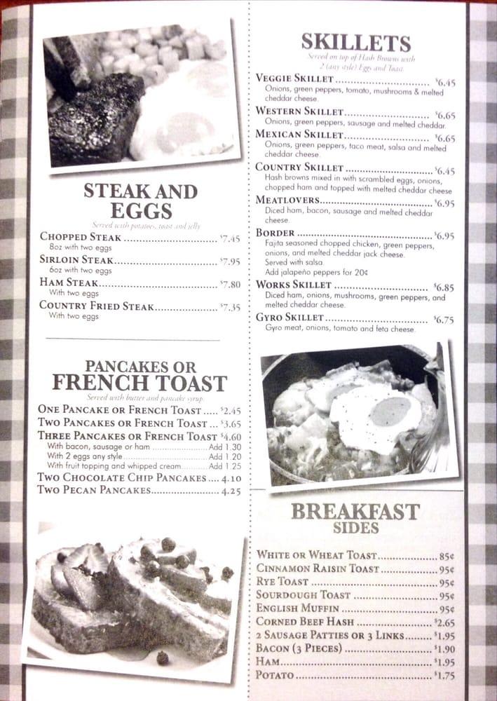 Menu at Frontier Cafe, Grinnell