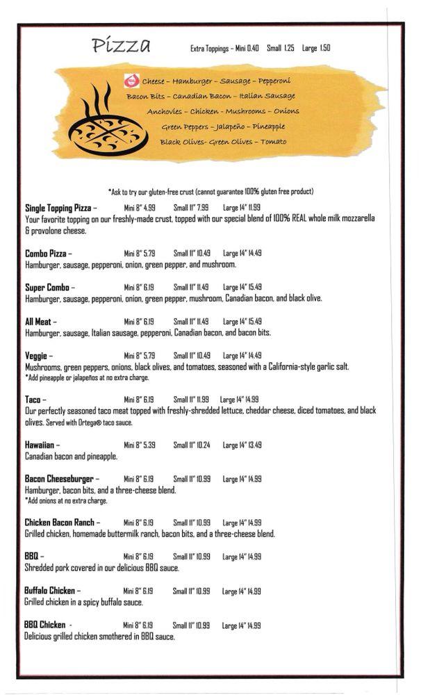 Menu at Pizza Time pizzeria, Ottawa