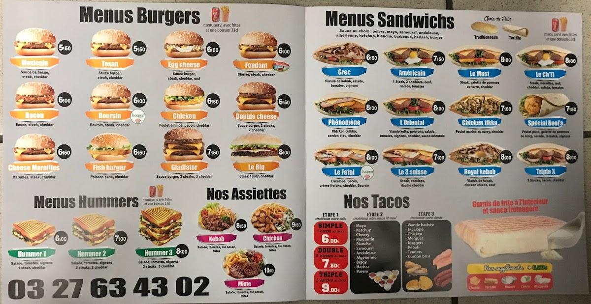 Menu au Chikito restaurant, Fourmies