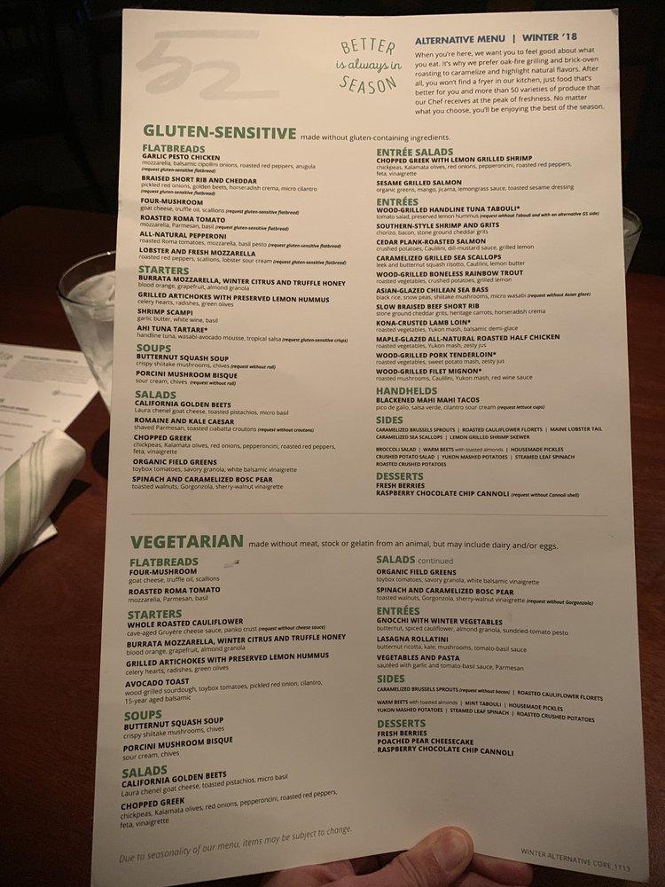 Menu at Seasons 52 pub & bar, Phoenix, E Camelback Rd Suite 140