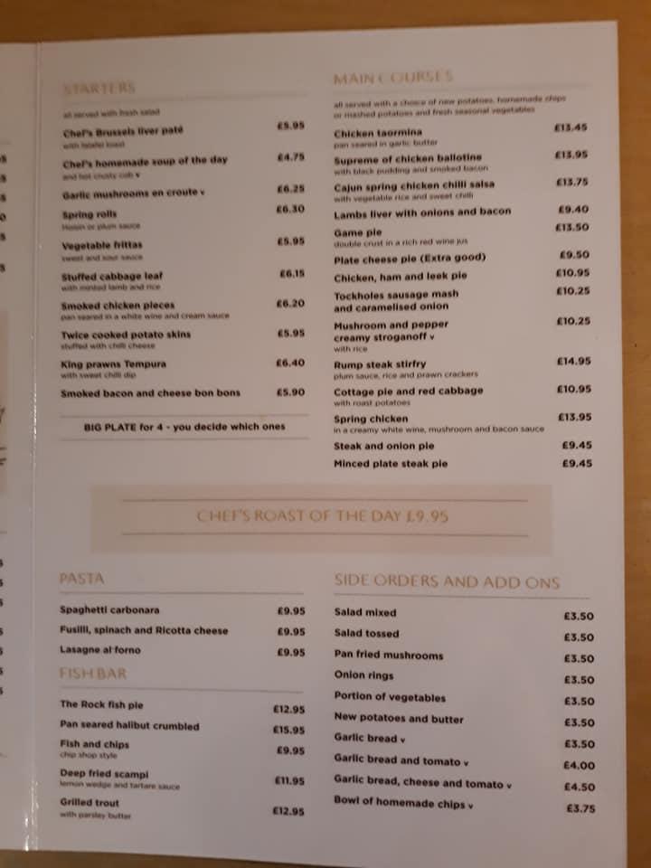 Menu at ROCK INN - TOCKHOLES pub & bar, Darwen