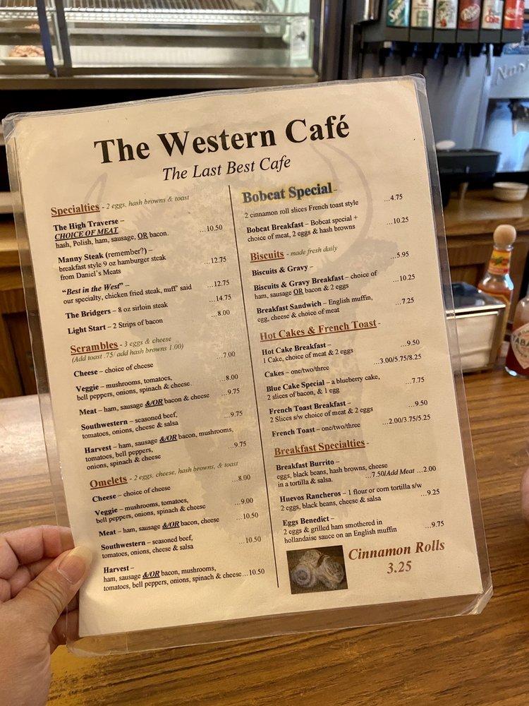 Menu at Western Café restaurant, Bozeman