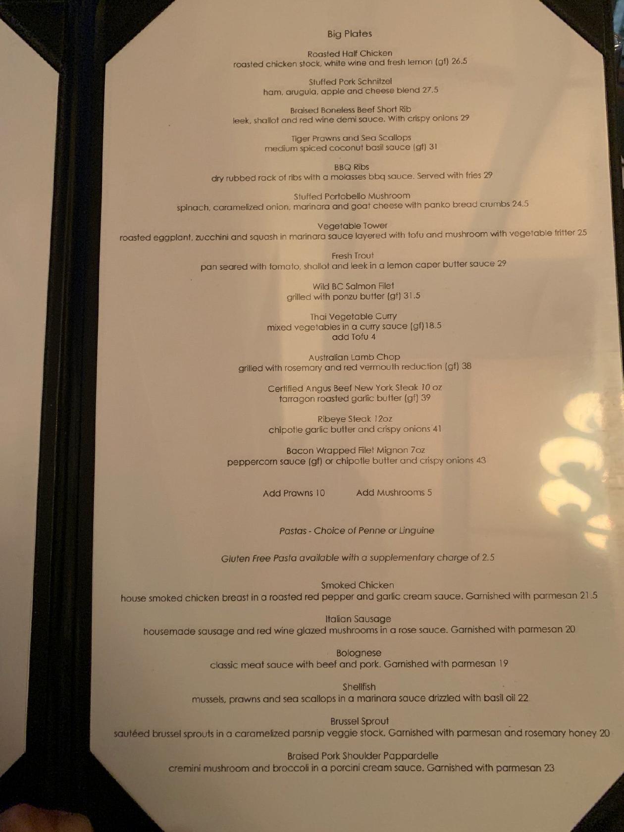 Menu at 21 Steps Kitchen + Bar, Whistler