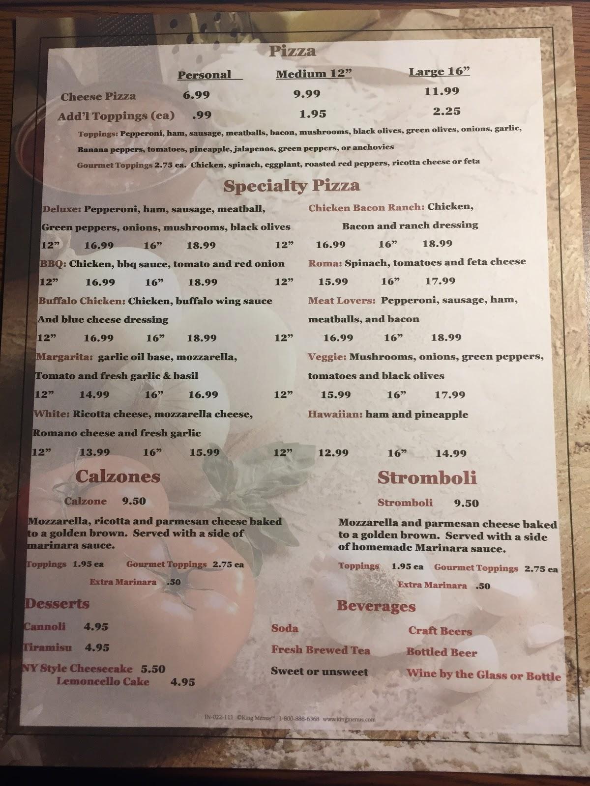 Menu at Formaggio Pizza and Italian Restaurant, Ocala