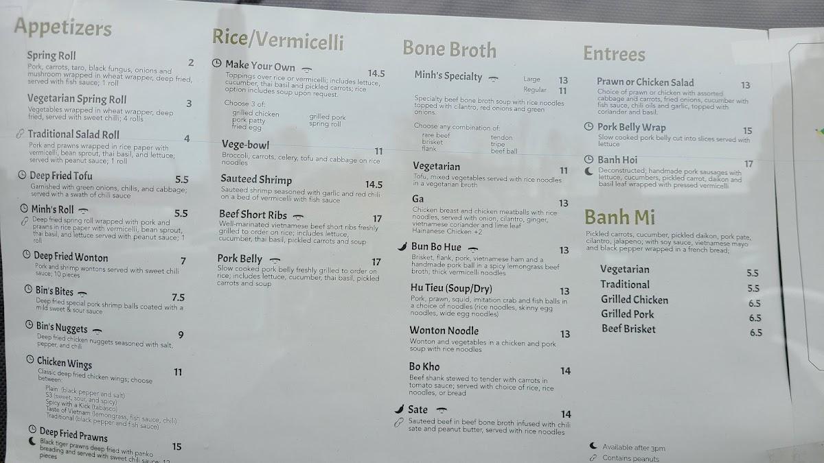 Menu at Little Minh's Kitchen restaurant, Burnaby, Market Crossing