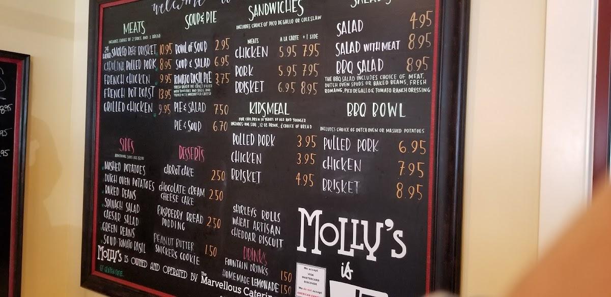 Menu at Molly's desserts, Provo, 753 Columbia Ln