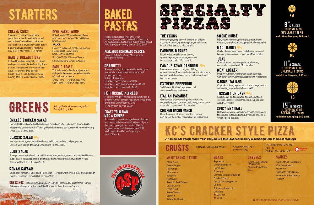 Menu at Old Shawnee Pizza - Crossroads pizzeria, Kansas City