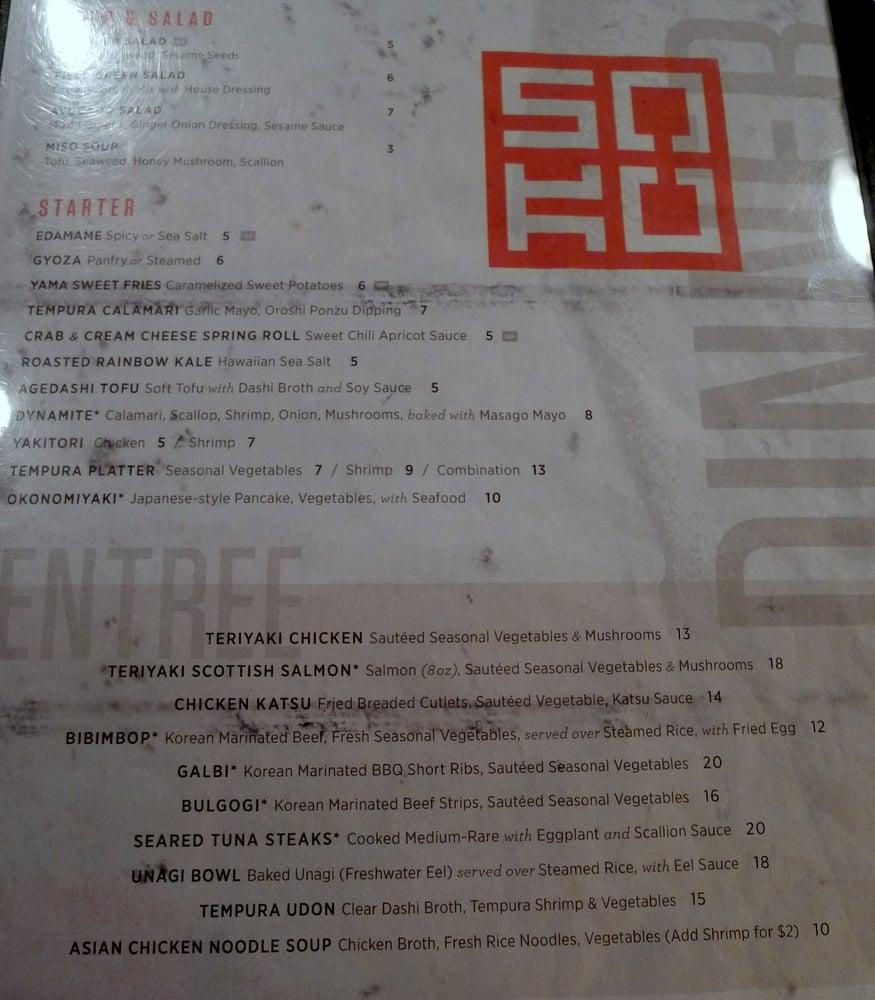 Carta del restaurante SOKO Sushi and Korean Foods, Denver