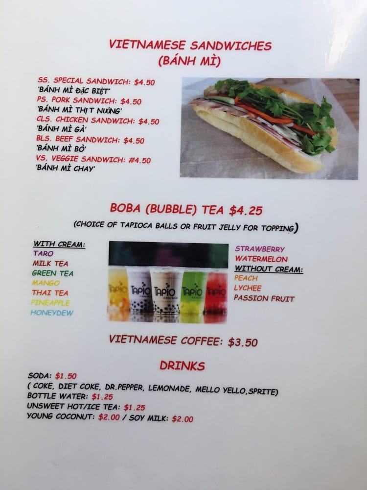 Menu at Viet Cuisine restaurant, Huntsville